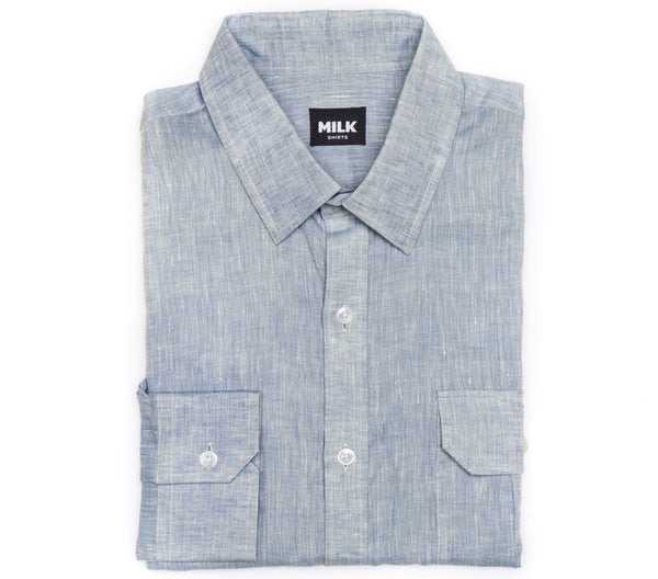 Portofino Light Blue Linen Shirt by MILK Shirts